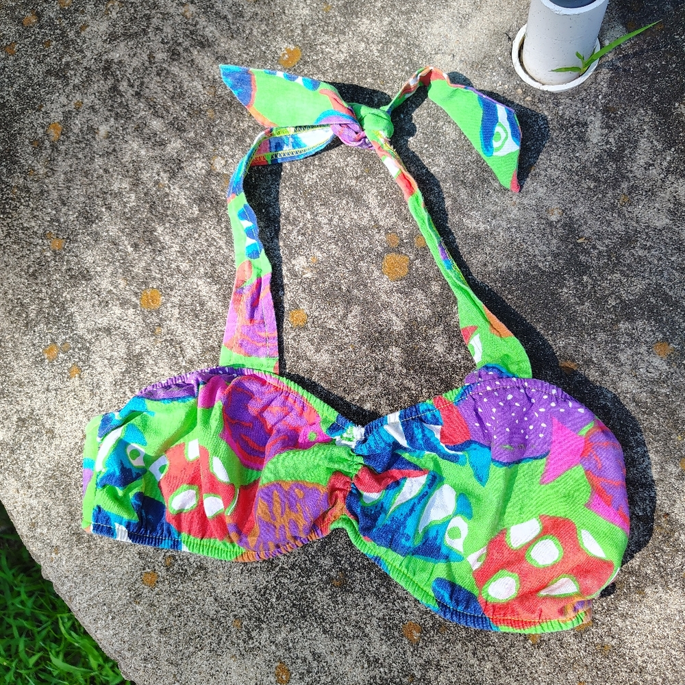 60s Style Retro Bikini Top Swim Bathing Suit Flower P… - Gem
